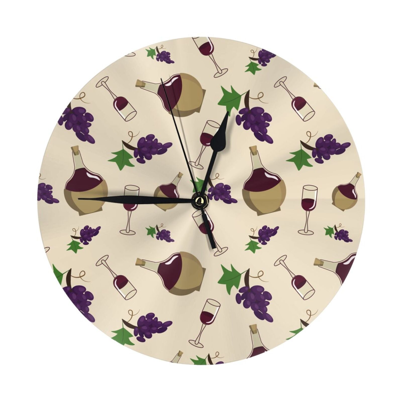 Wall Clock, wine glass grape Wall Clocks Battery Operated Silent ...