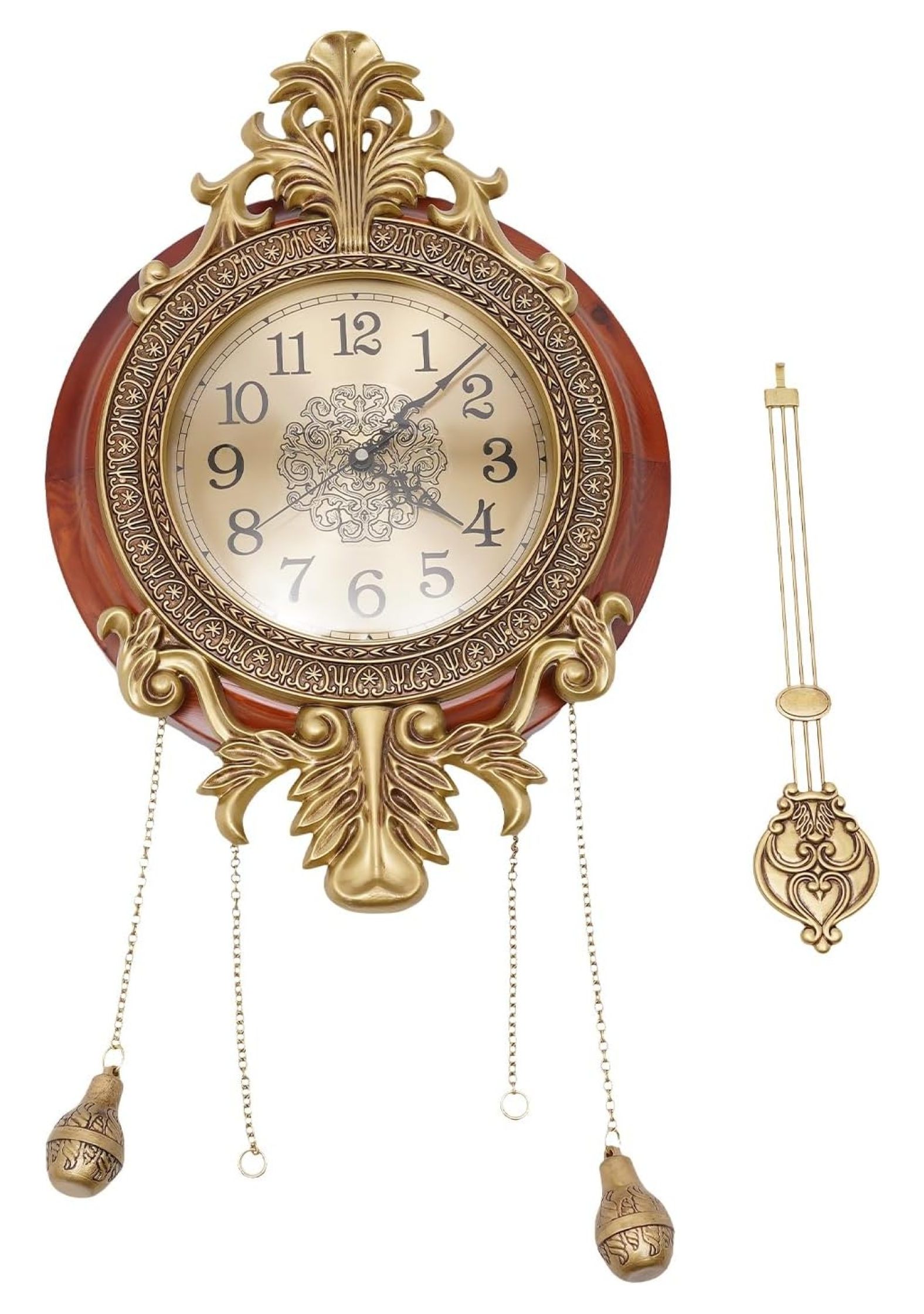 Wall Clock with Swinging Pendulum, Silent Clock, Wall Clock, Wooden ...