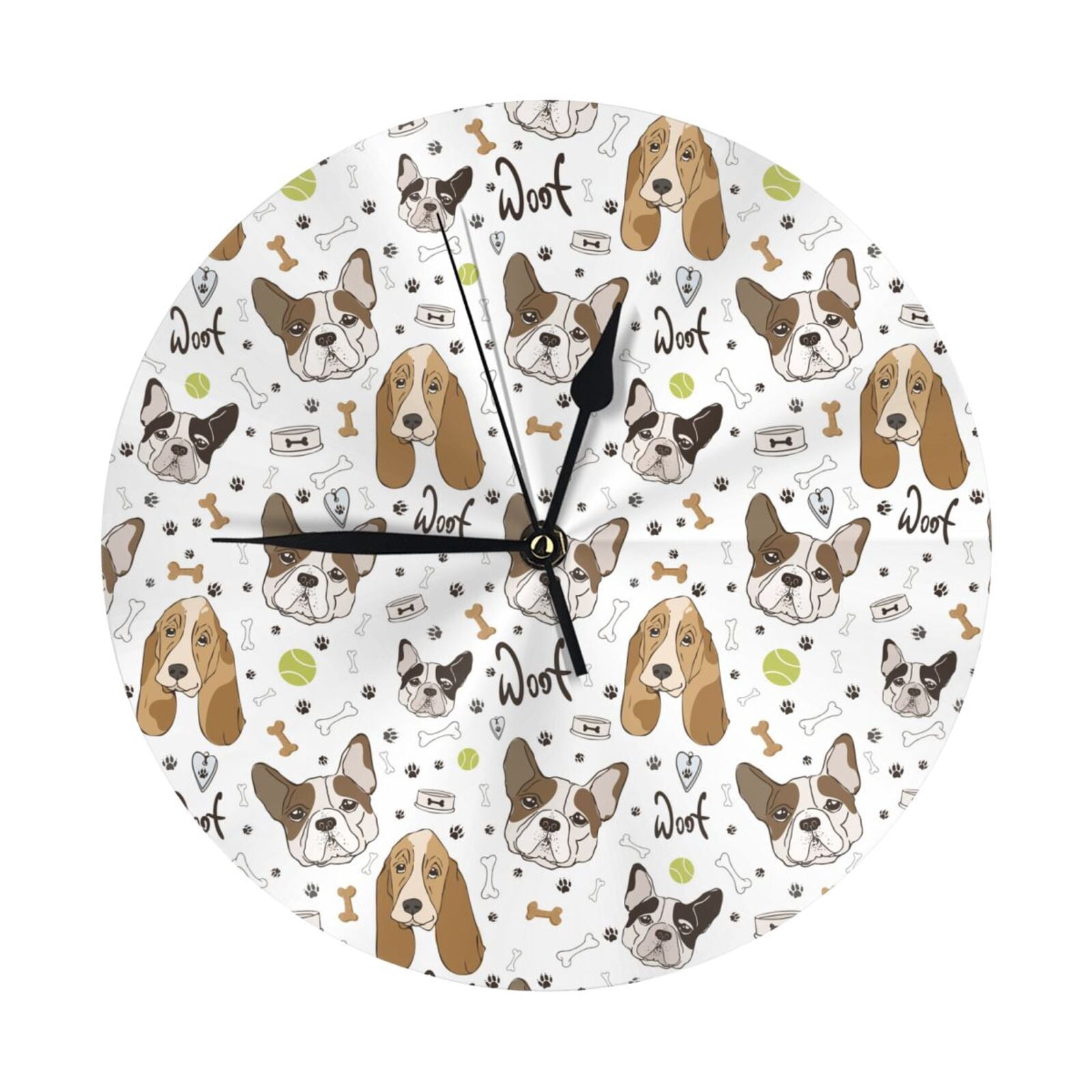 Wall Clock woof Cute Dog Puppy Wall Clocks Battery Operated, Modern ...
