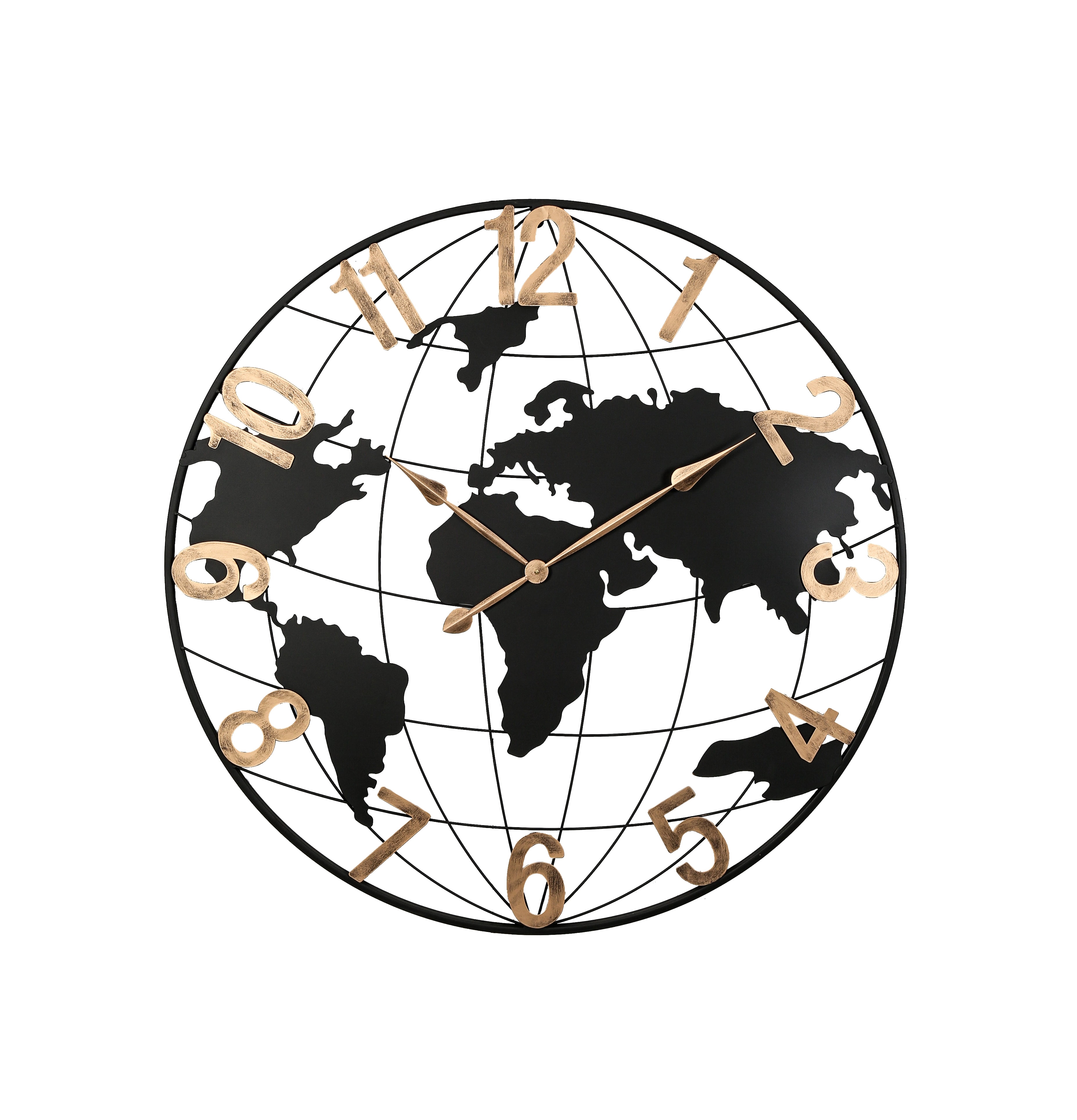 Wall Clocks 36 Inch Large Black Metal Wall Clock, Modern Silent World ...
