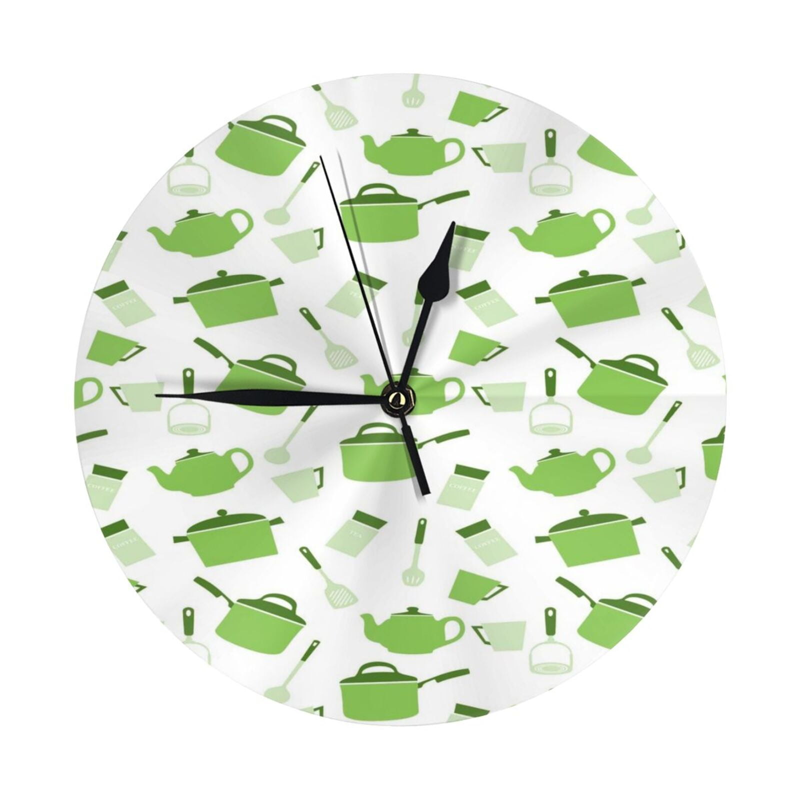 Wall Clocks Battery Operated, Kitchen Utensiles Cooking Pots 9.8 Inch ...