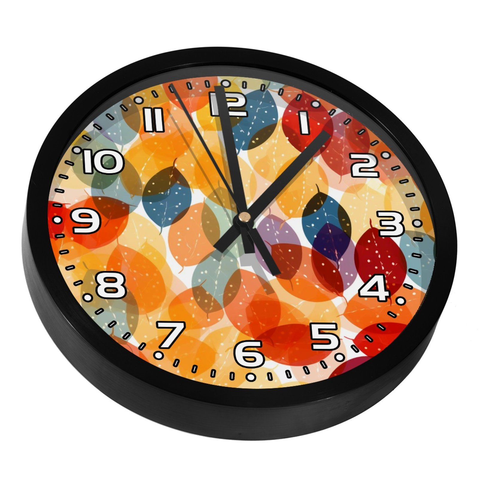 Wall Clocks Battery Operated Modern Clocks Round Silent Clock 9.8 in Cute Leaf Autumn Pattern ...