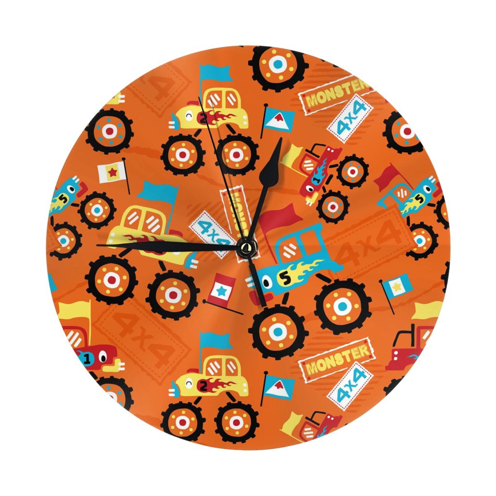 Wall Clocks Battery Operated, Monster Truck,Truck Cartoon 9.8 Inch ...
