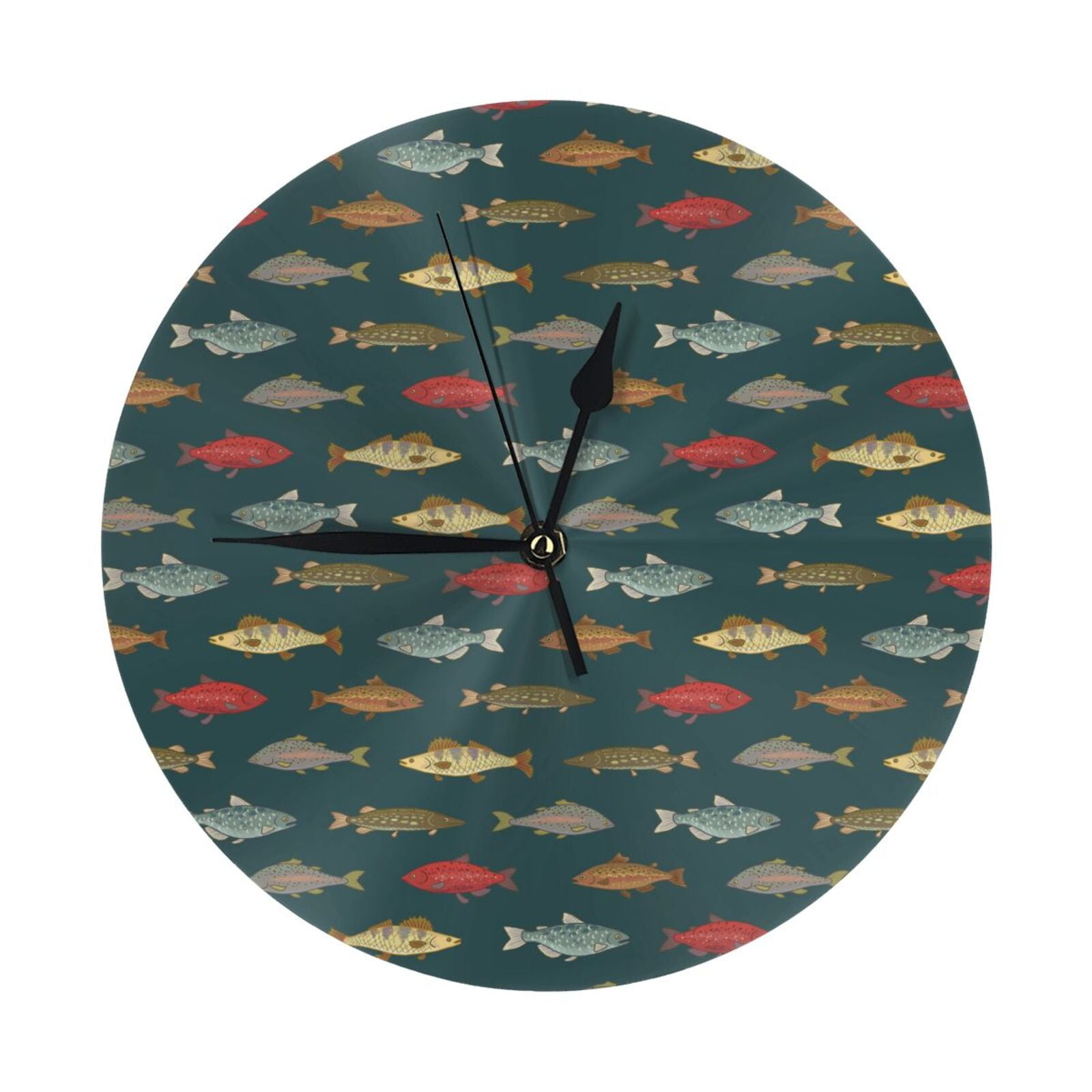 Wall Clocks Battery Operated - River Freshwater Fish 9.8 Inch Silent ...