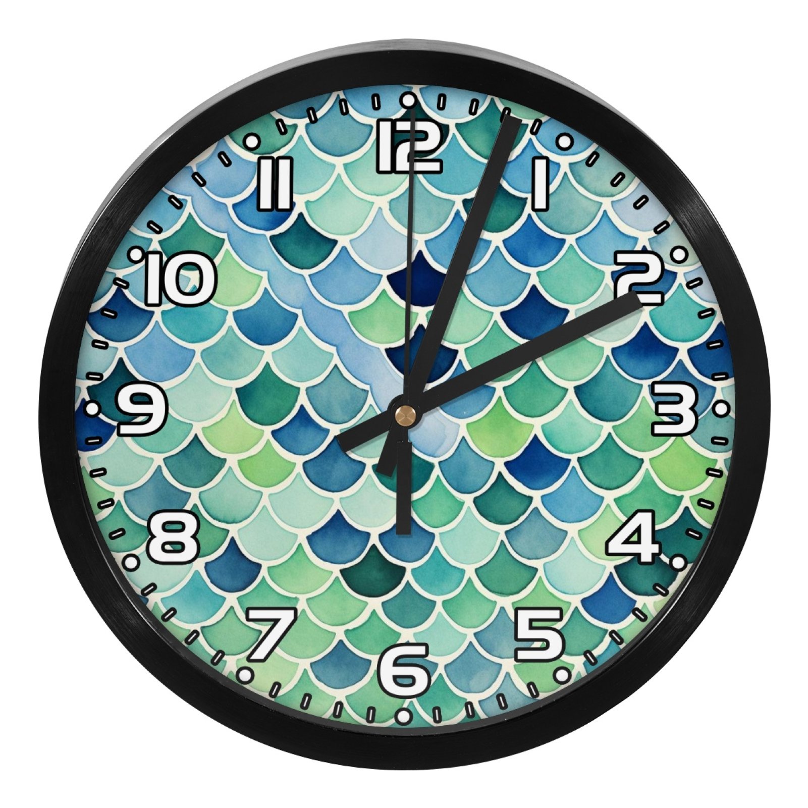 Wall Clocks Battery Operated Round Silent Clock 9.8 in,Blue Green ...