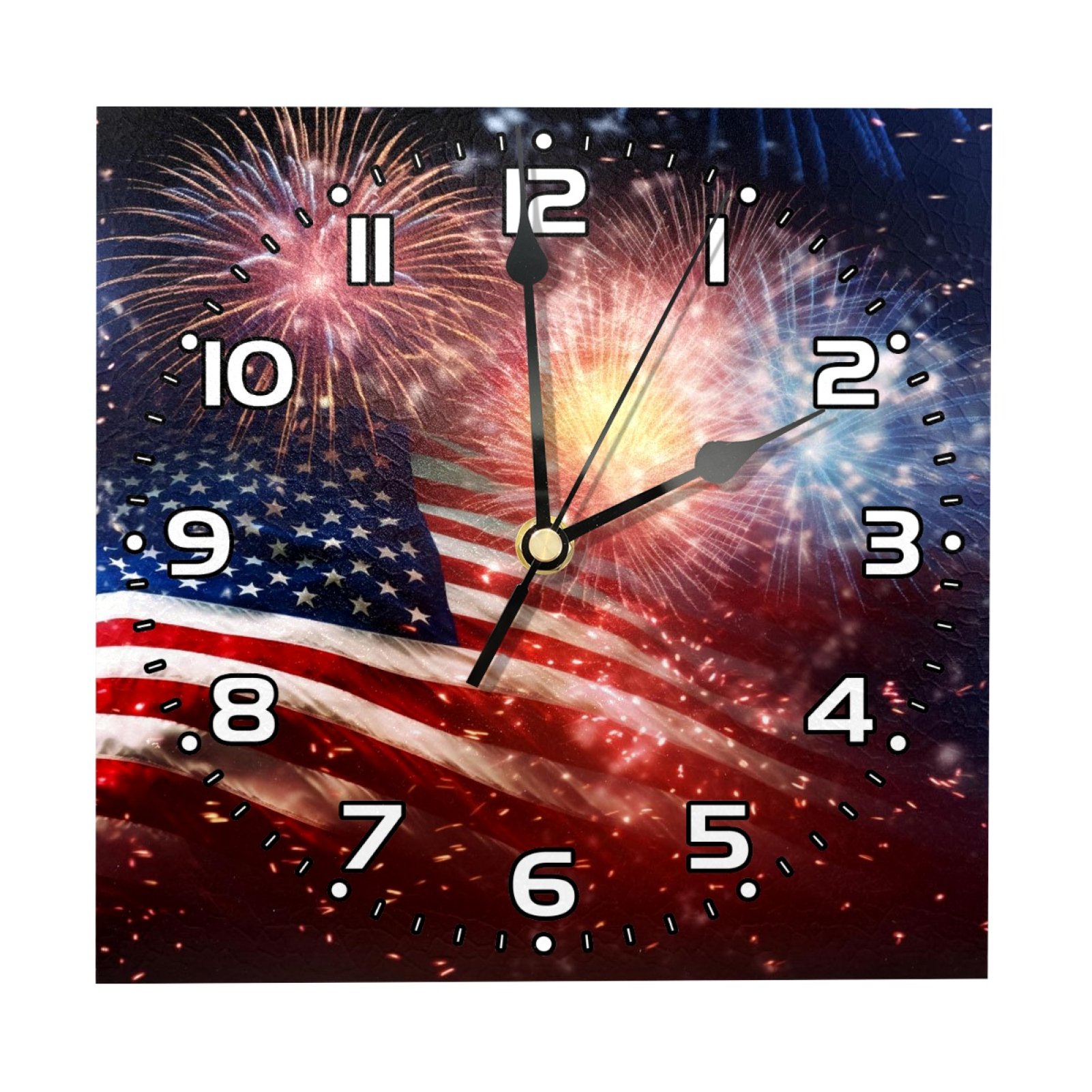 Wall Clocks Battery Operated Square Silent Clock 7.87 in,American Flag ...