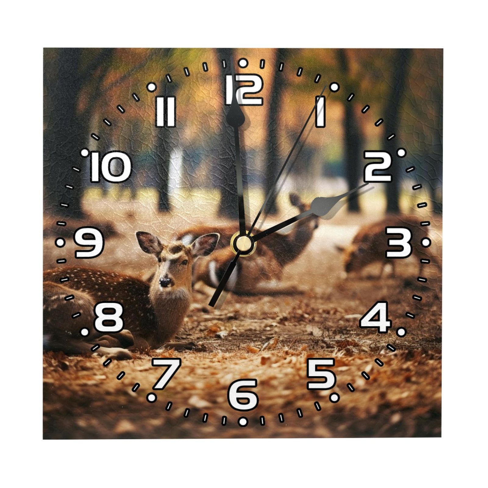Wall Clocks Battery Operated Square Silent Clock 7.87 in,Animal Family ...