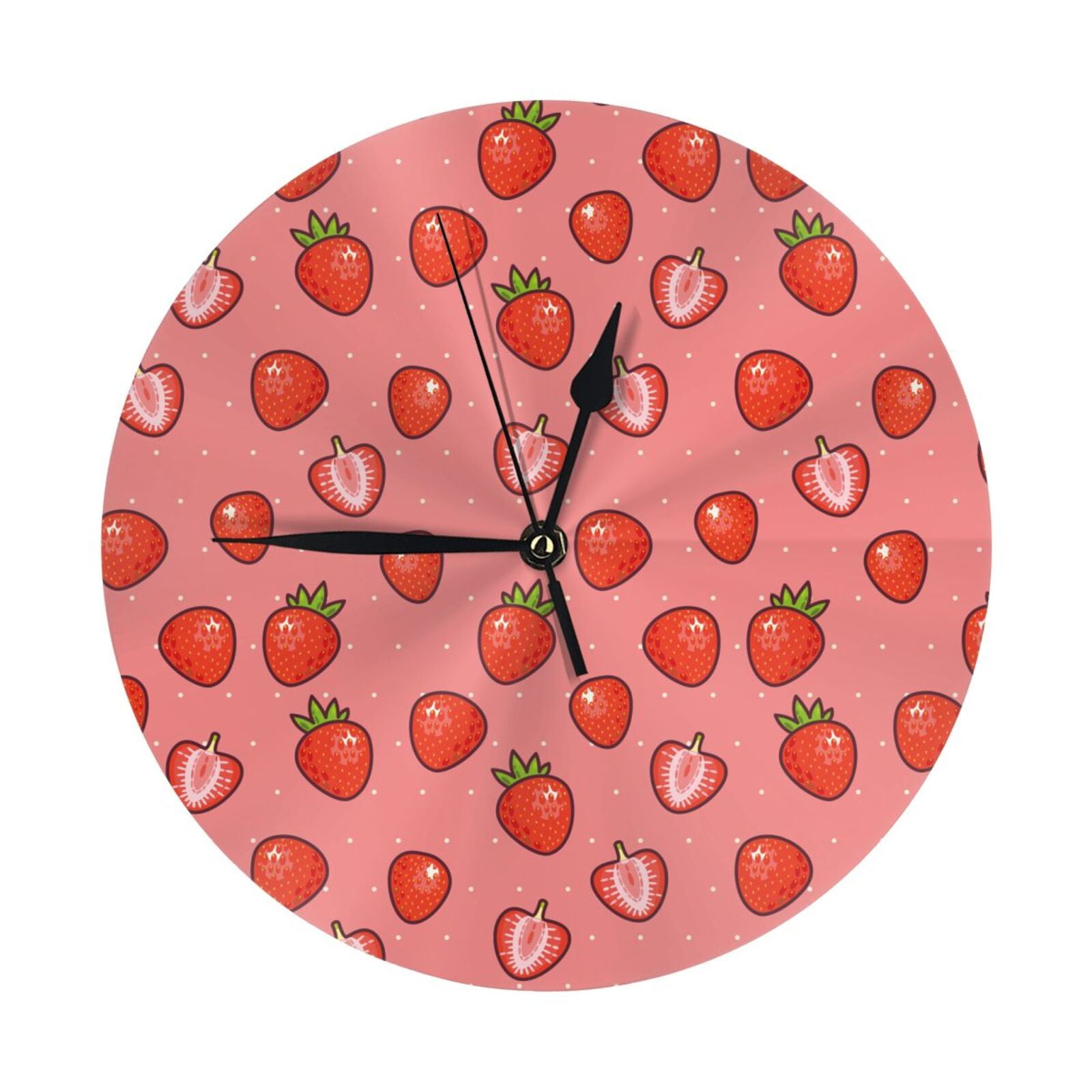 Wall Clocks Battery Operated, berries strawberry 9.8 Inch Silent Non ...
