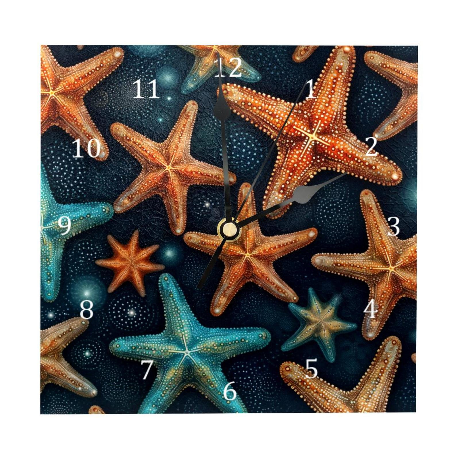 Wall Clocks, Beach Sea Starfish Battery Operated Number Clock for ...