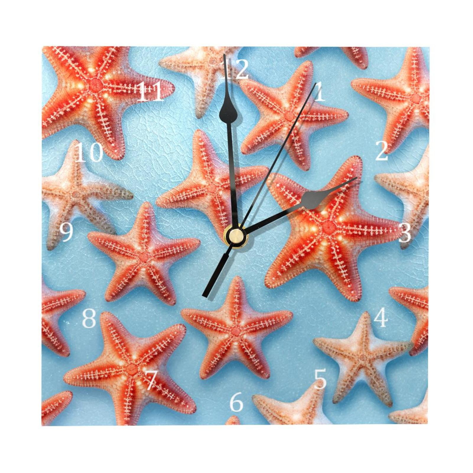 Wall Clocks, Beach Sea Starfish Battery Operated Number Clock for ...