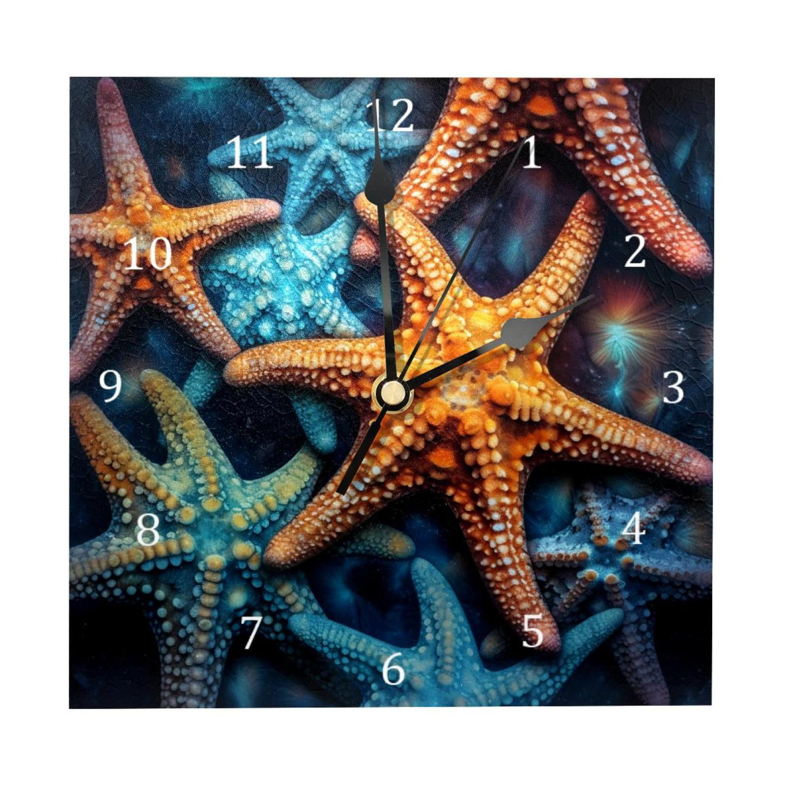 Wall Clocks, Beach Sea Starfish Battery Operated Number Clock for ...