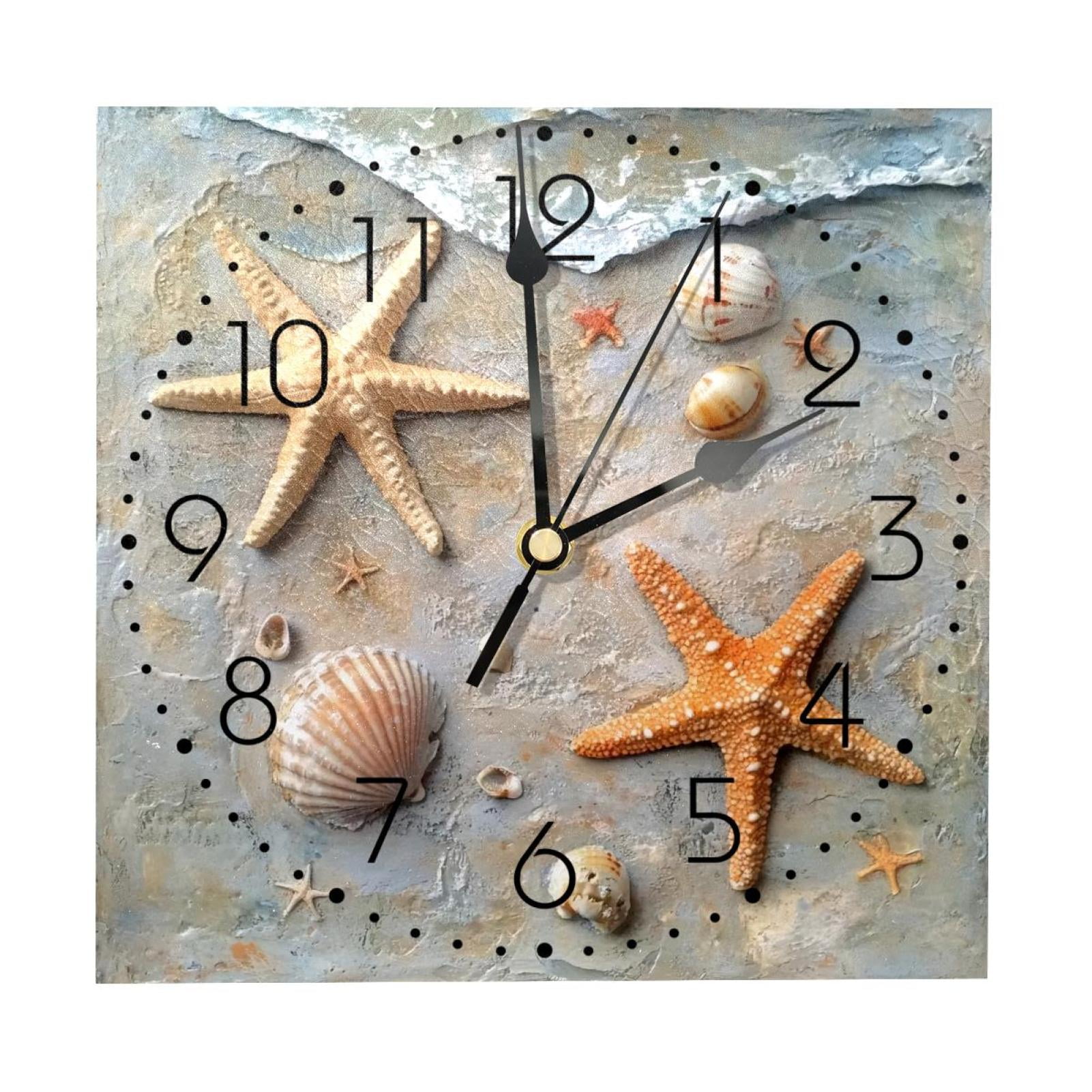 Wall Clocks, Beach Starfish Shells Battery Operated Number Clock for ...
