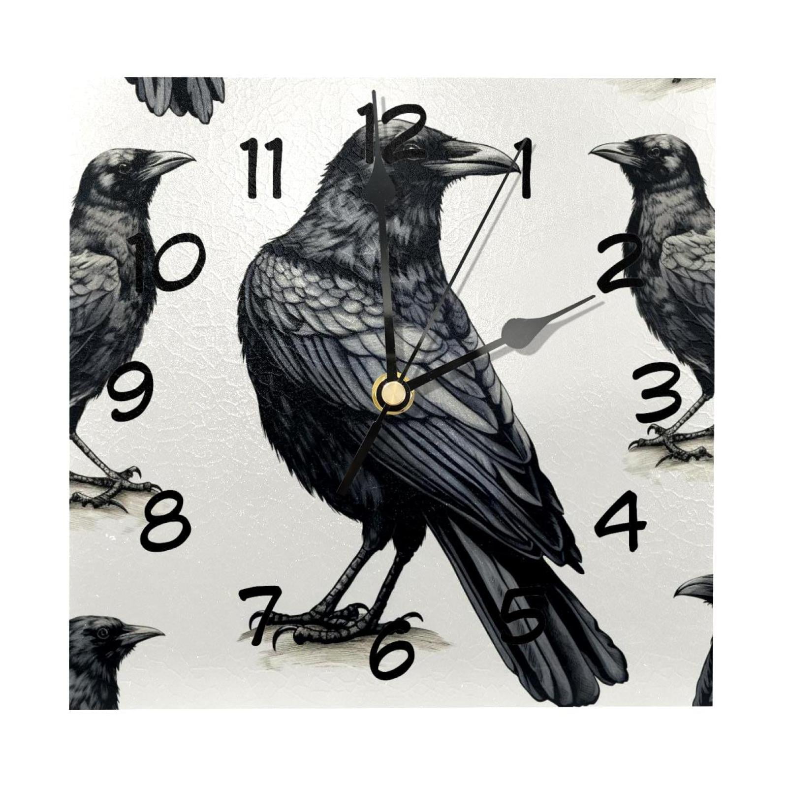 Wall Clocks, Black Crow Battery Operated Number Clock for Bedroom ...