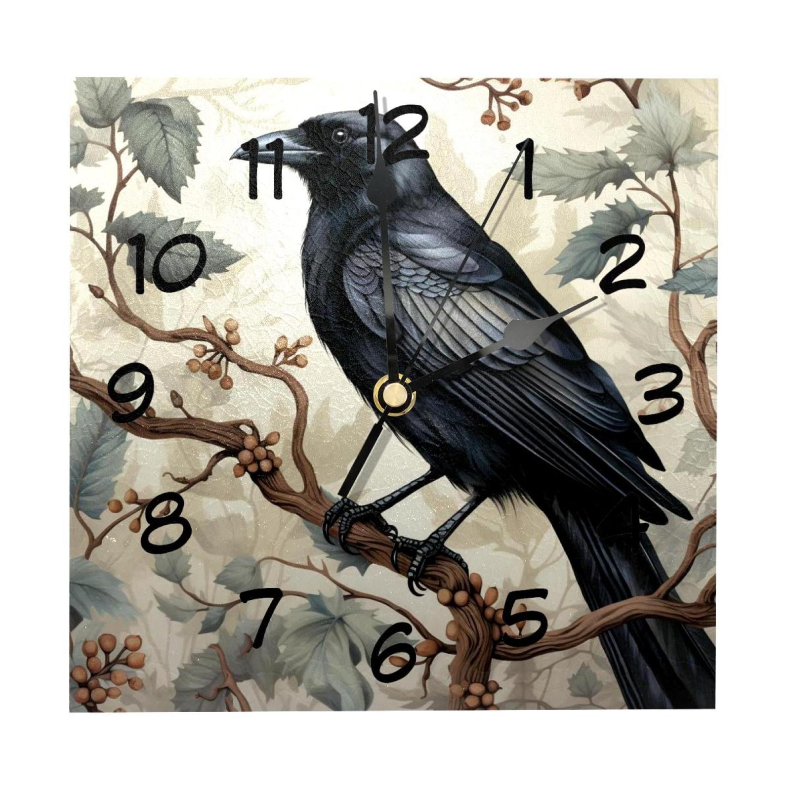Wall Clocks, Black Crow Battery Operated Number Clock for Bedroom ...