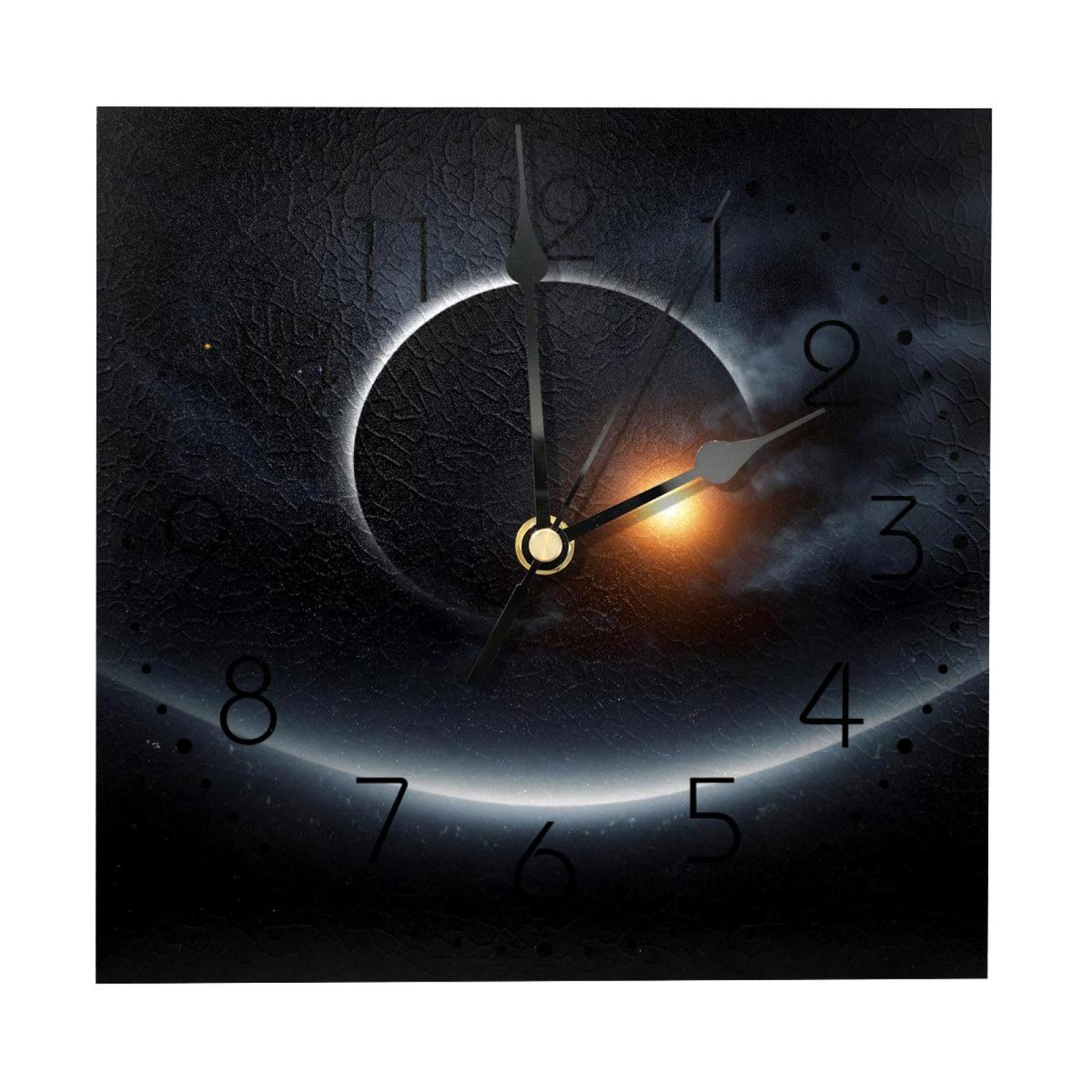 Wall Clocks, Black Space Sky Background with Solar Eclipse Battery ...