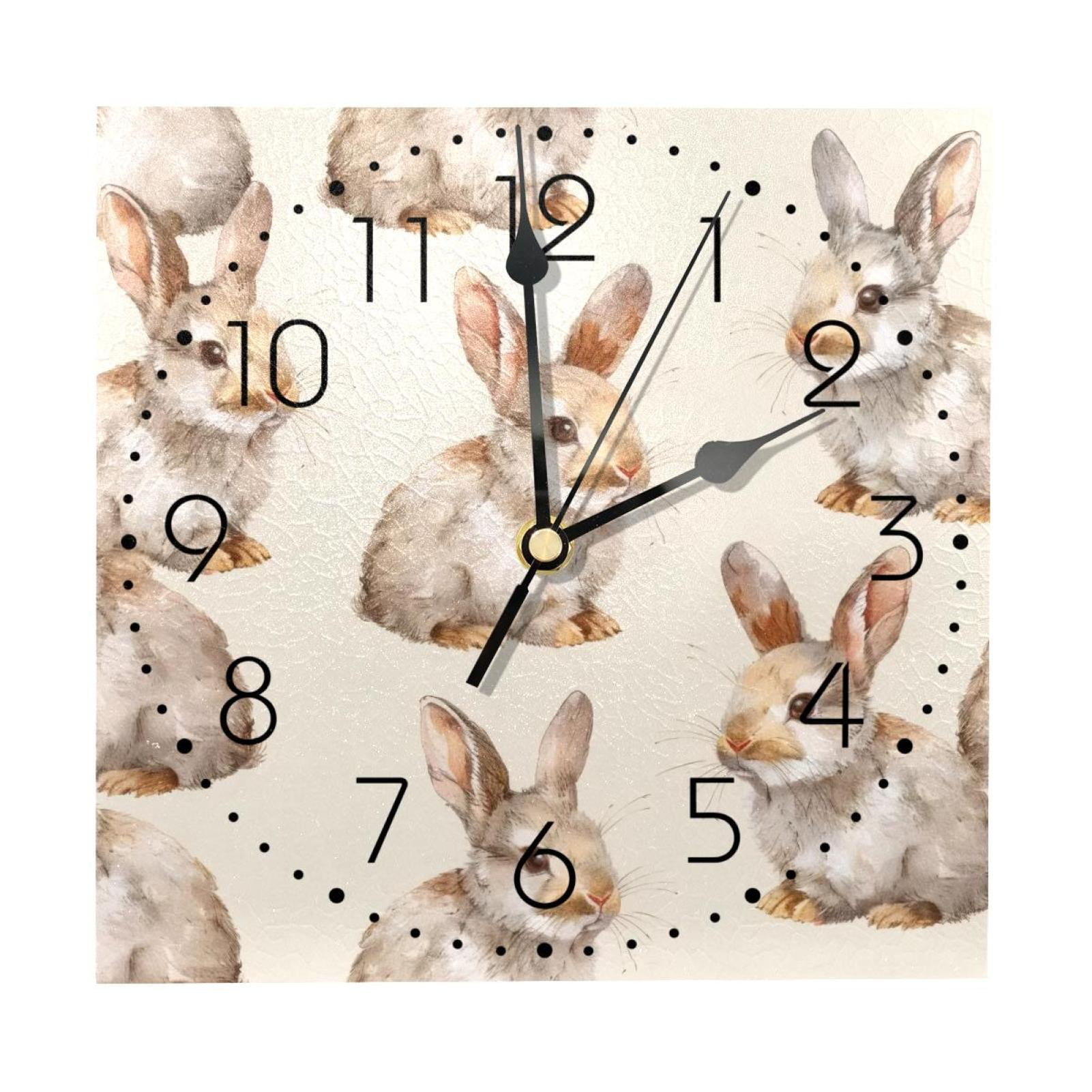 Wall Clocks, Bunny Rabbits Battery Operated Number Clock for Bedroom ...