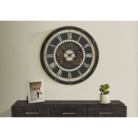 Wall Clocks Clocks, 30" Round, Gear Mechanism, Large Oversized, Wall ...