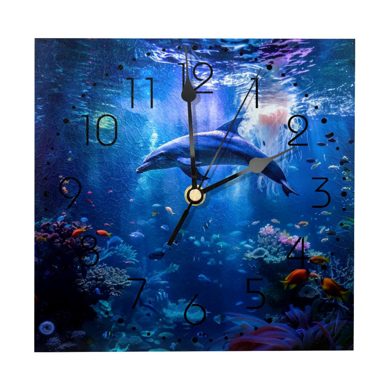 Wall Clocks, Deep Sea Dolphin Battery Operated Number Clock for Bedroom ...