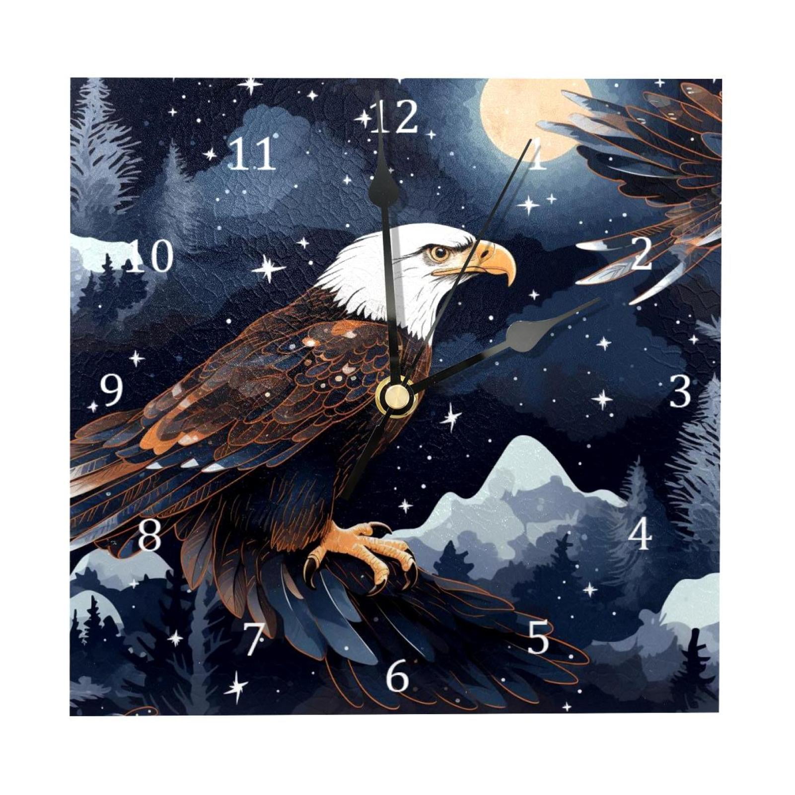 Wall Clocks, Eagle at Starry Night Battery Operated Number Clock for ...