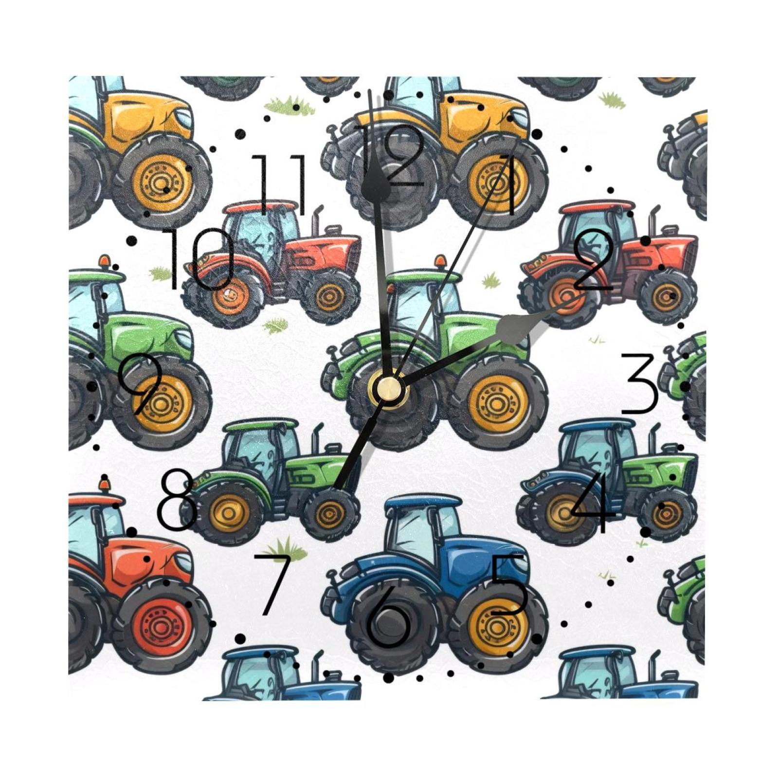 Wall Clocks, Farm Tractor Farm Machine Battery Operated Number Clock ...