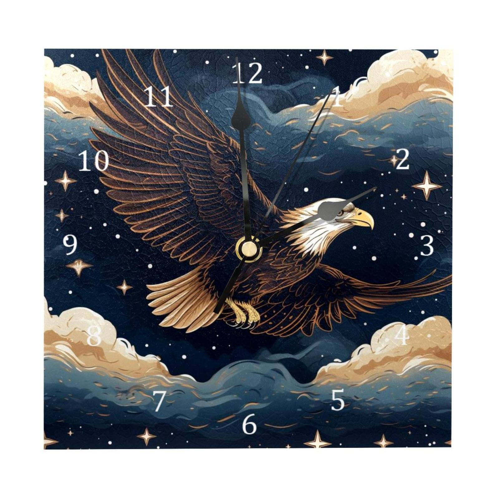Wall Clocks, Flying Eagle at Starry Sky Battery Operated Number Clock ...