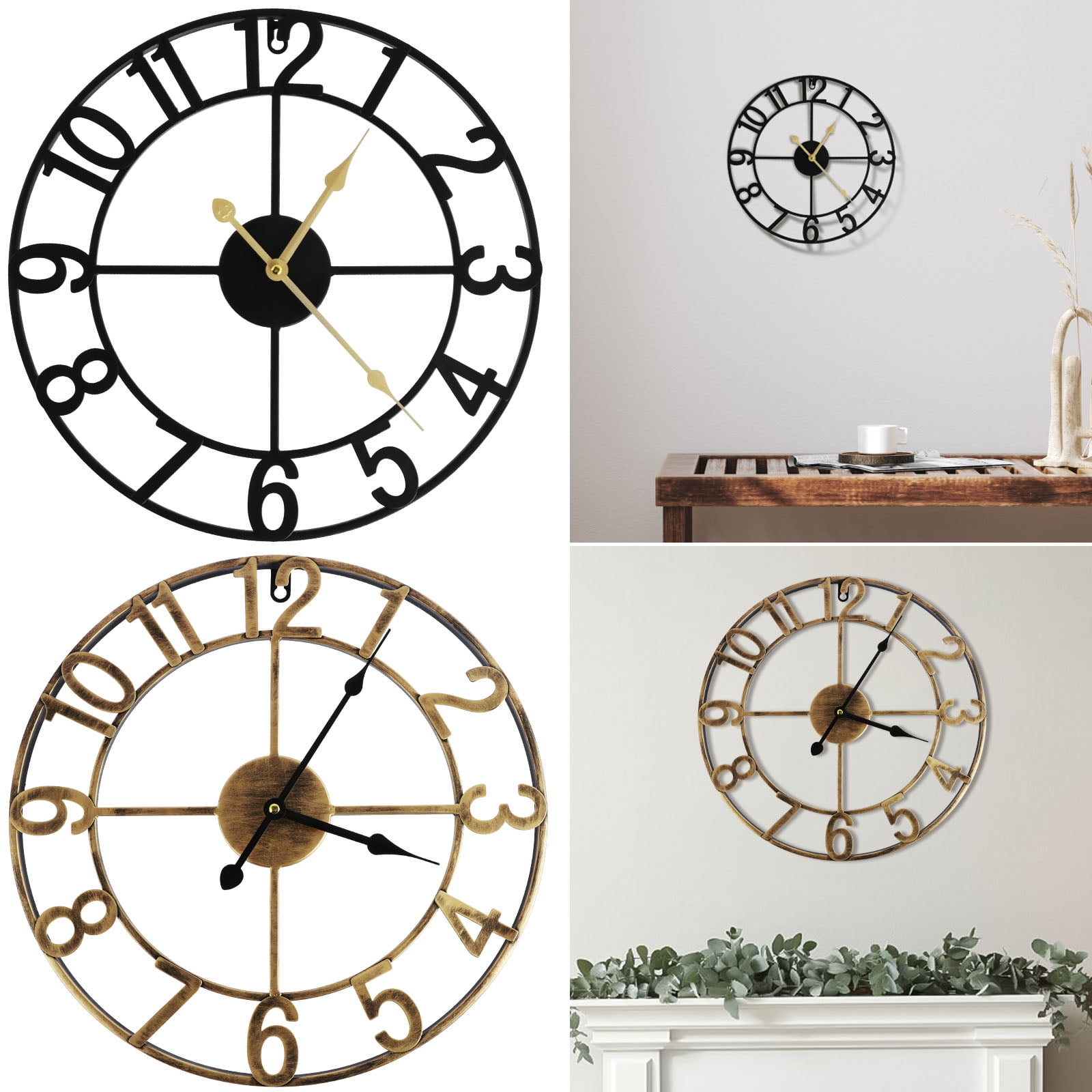 Eummy 15.60 inches Digital Battery Modern Home Living Room Wall Clocks ...