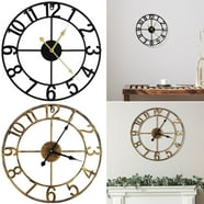 Sorbus Large Metal Roman Numberal Wall Clock for Living Room Decor (Gold, 16" Diameter ...
