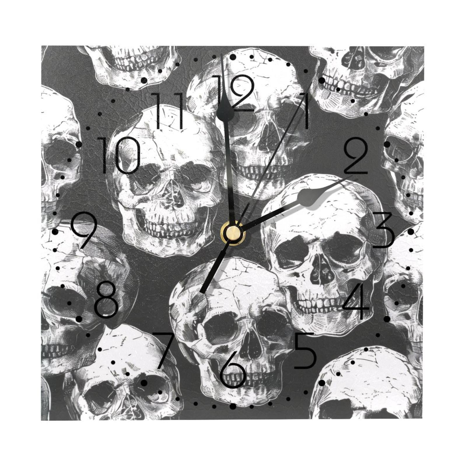Wall Clocks, Horror Dead Human Skull Battery Operated Number Clock for ...