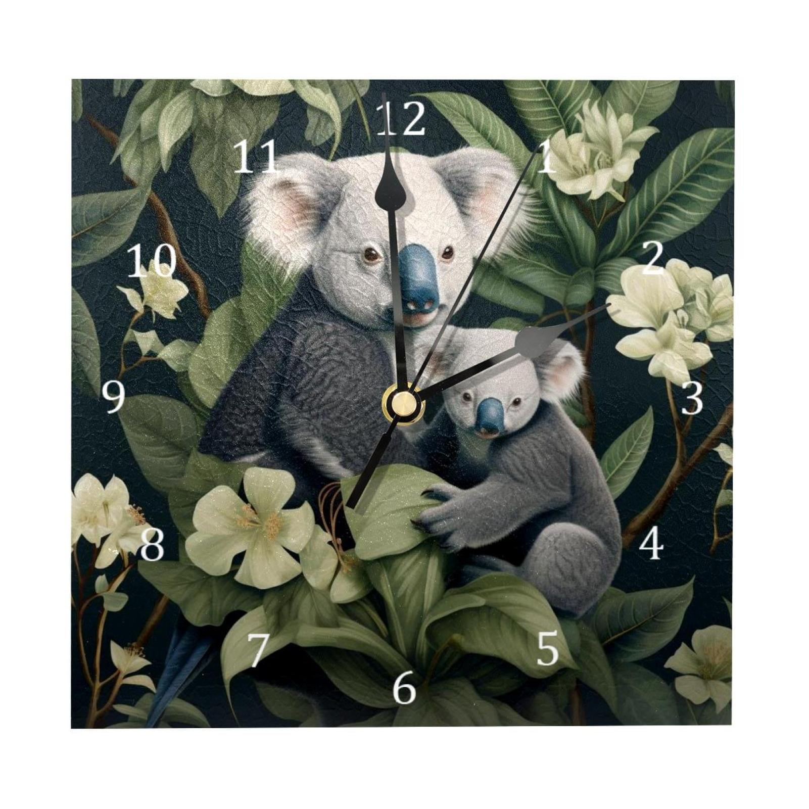 Wall Clocks, Koala Mother and Baby Battery Operated Number Clock for ...
