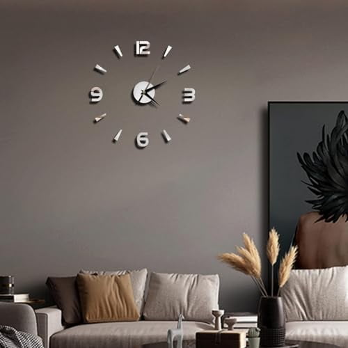 Wall Clocks Large Decorative, 3D Frameless Wall Clock Stickers DIY Wall ...