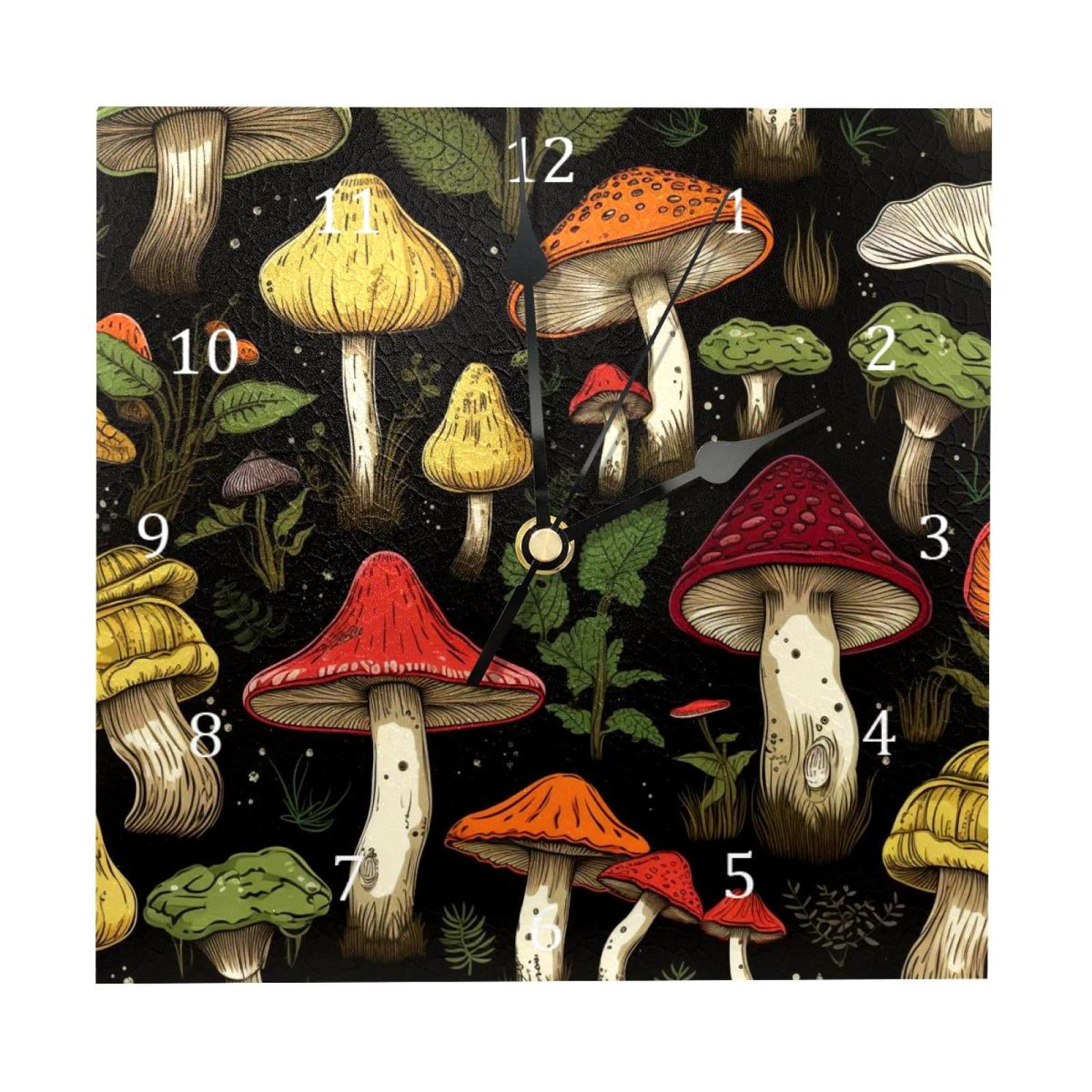 Wall Clocks, Mushroom Battery Operated Number Clock for Bedroom Living ...