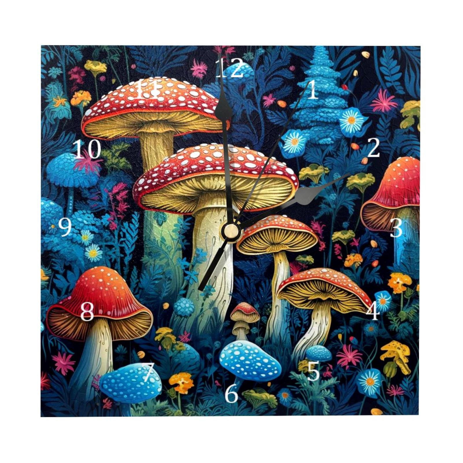 Wall Clocks, Mushroom Battery Operated Number Clock for Bedroom Living ...