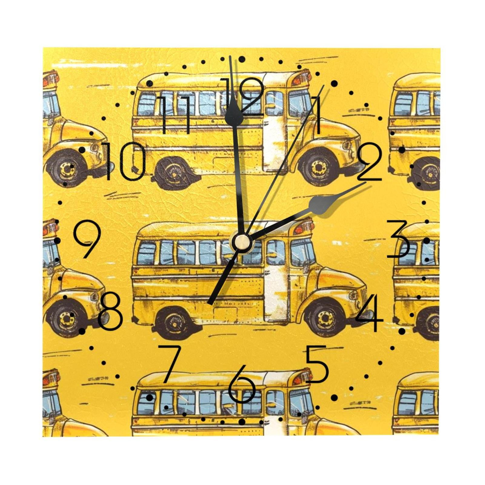 Wall Clocks, Old Yellow School Bus Battery Operated Number Clock for ...