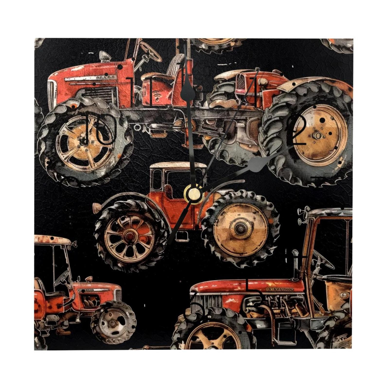 Wall Clocks, Red Farm Tractors Battery Operated Number Clock for ...