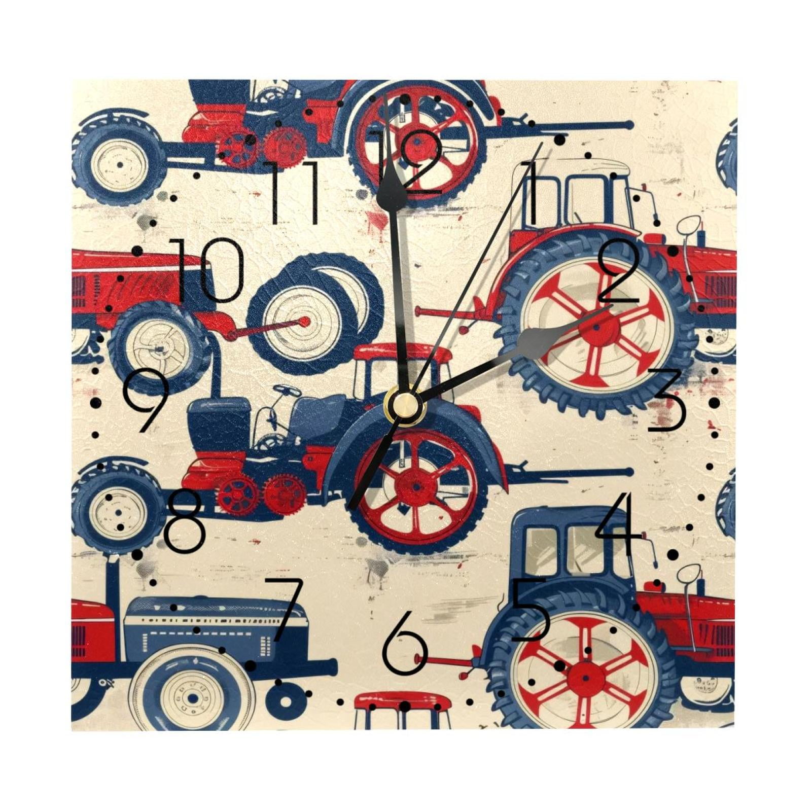 Wall Clocks, Red Tractors Battery Operated Number Clock for Bedroom ...