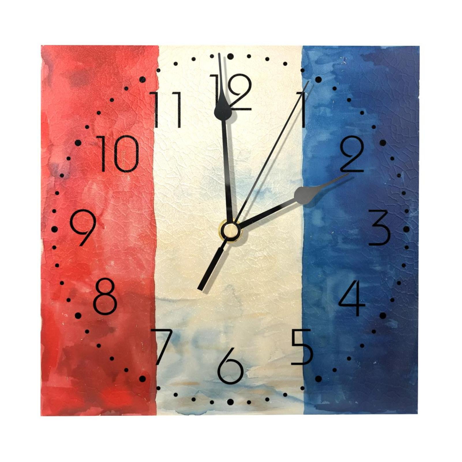 Wall Clocks, Red White Blue Striped Battery Operated Number Clock for ...