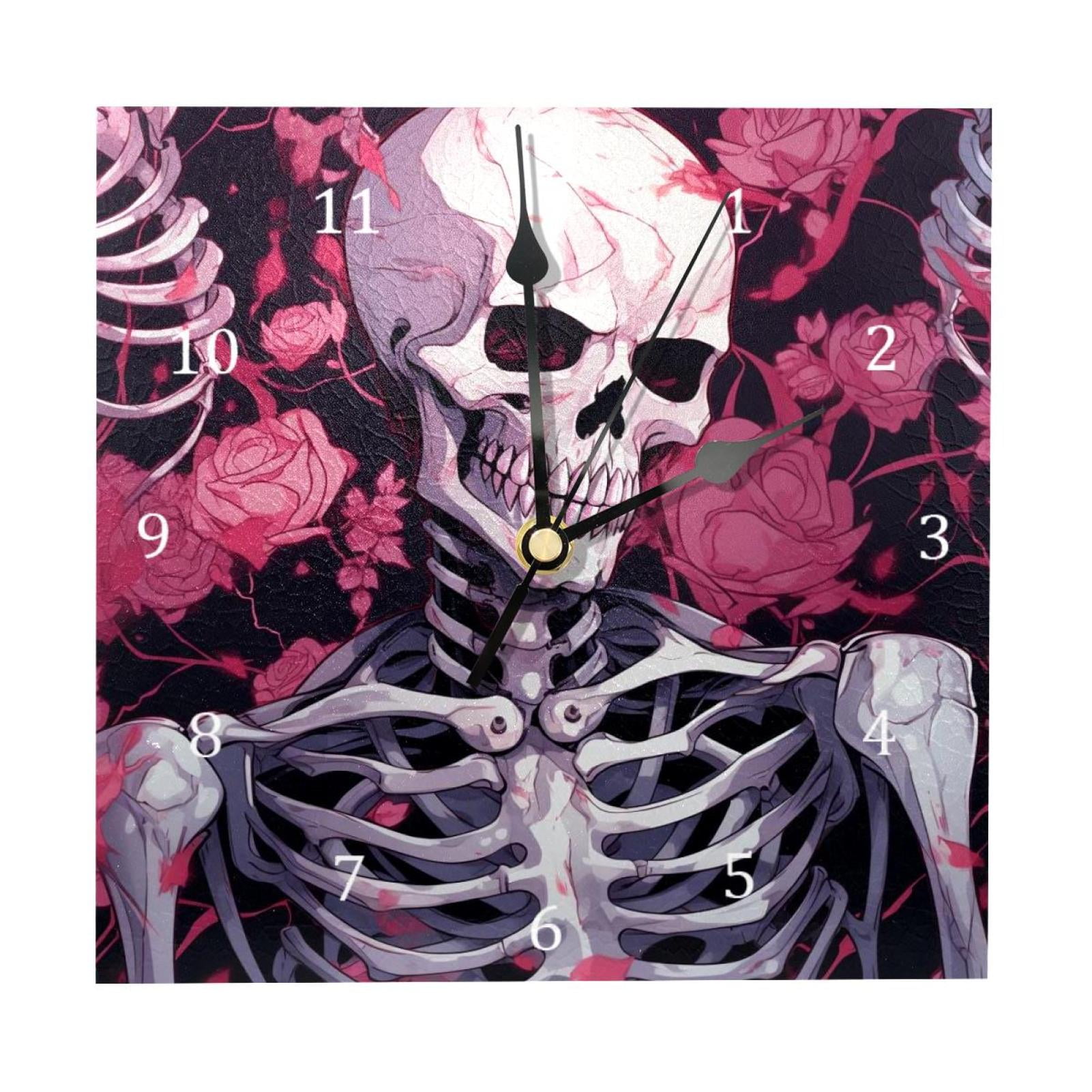 Wall Clocks, Skull Skeleton Battery Operated Number Clock for Bedroom ...