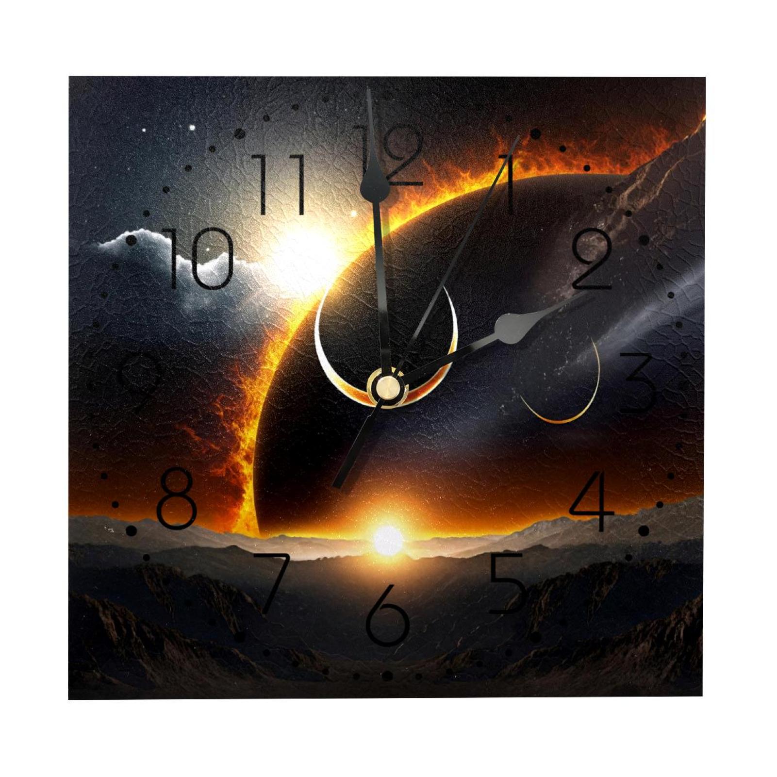 Wall Clocks, Solar Eclipse Spectacular Battery Operated Number Clock ...