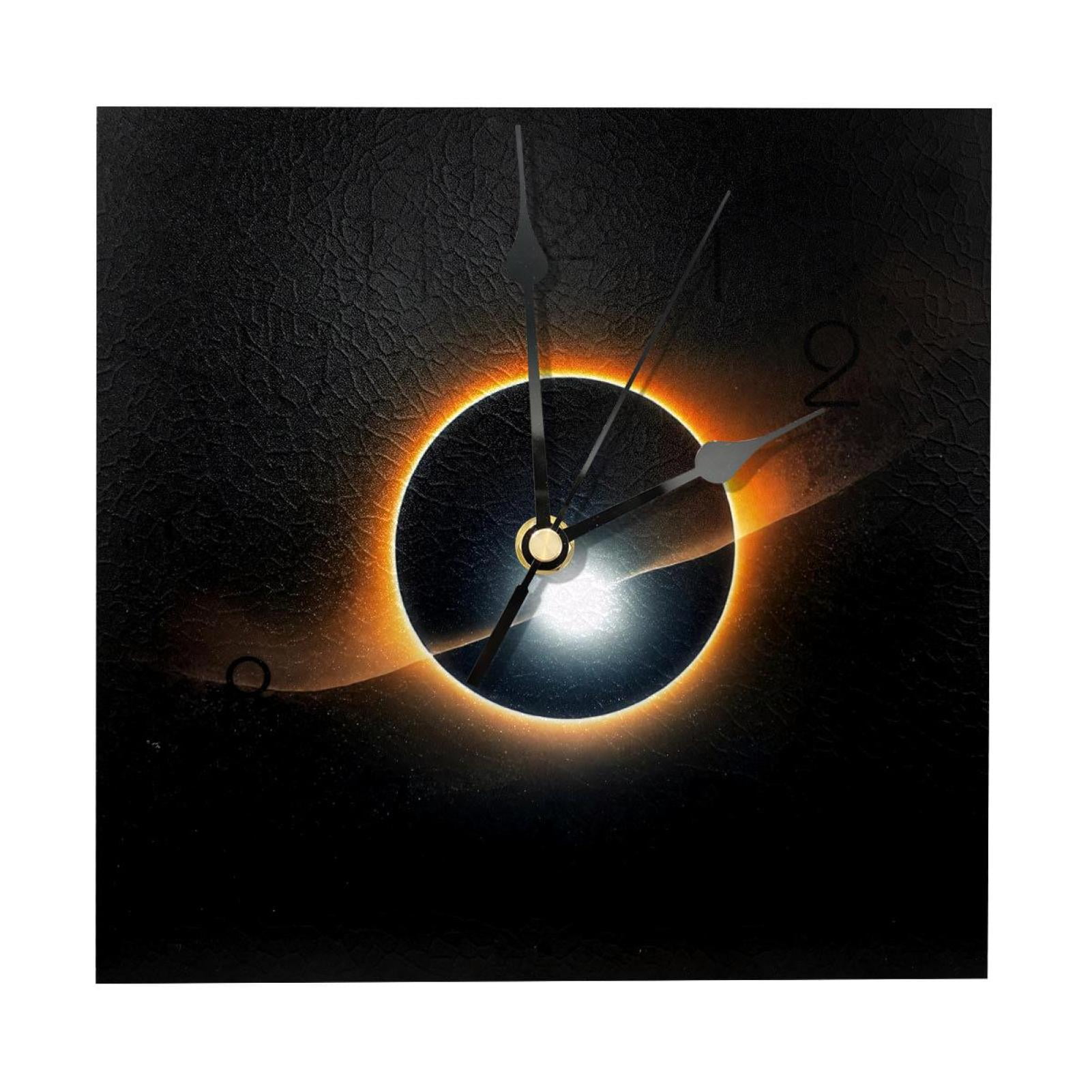 Wall Clocks, Solar Eclipse on Black Battery Operated Number Clock for ...