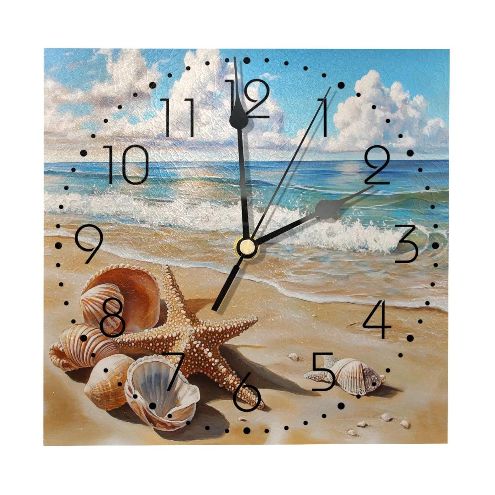 Wall Clocks, Starfish Shells on the Beach Battery Operated Number Clock ...