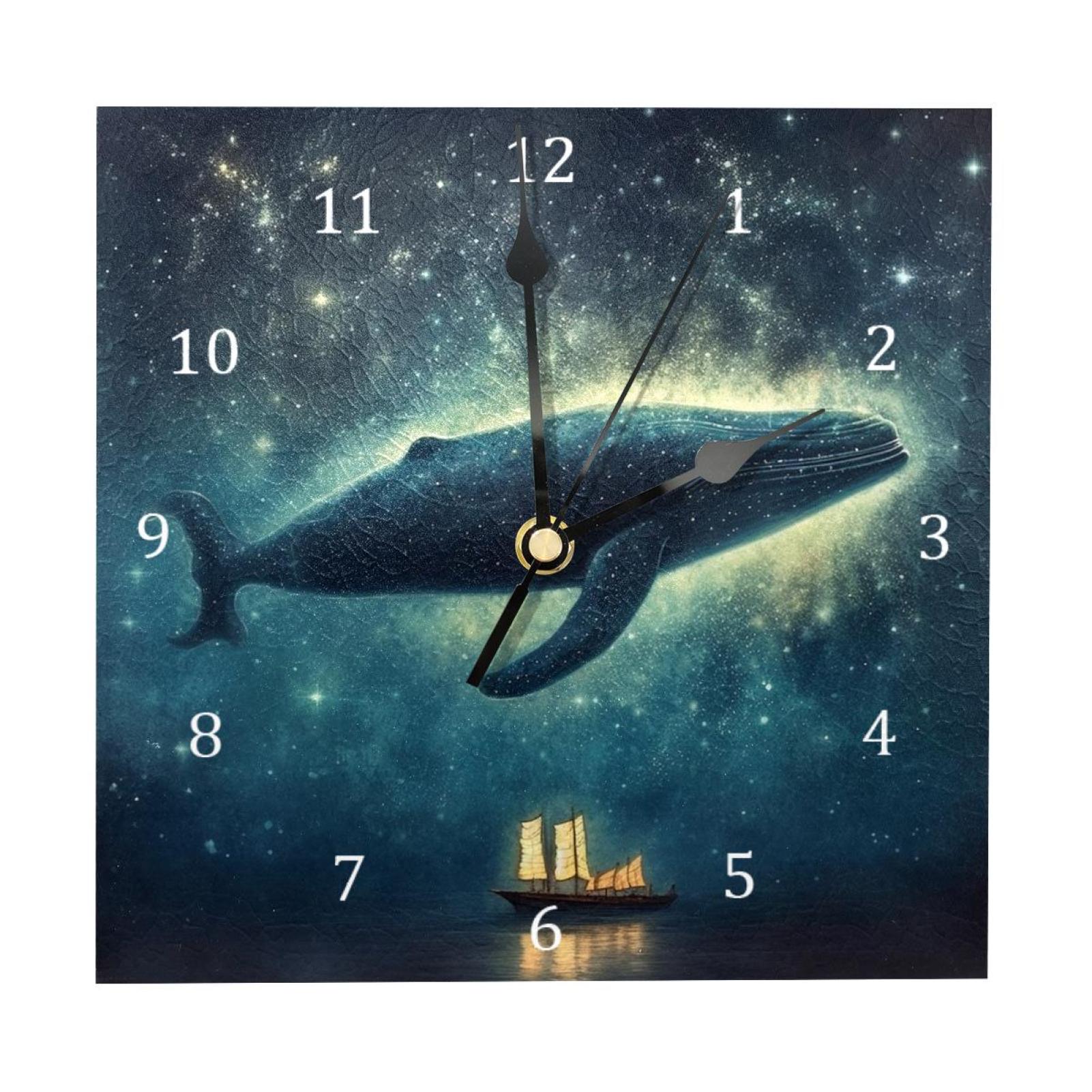 Wall Clocks, Starry Nebular Whale Battery Operated Number Clock for ...