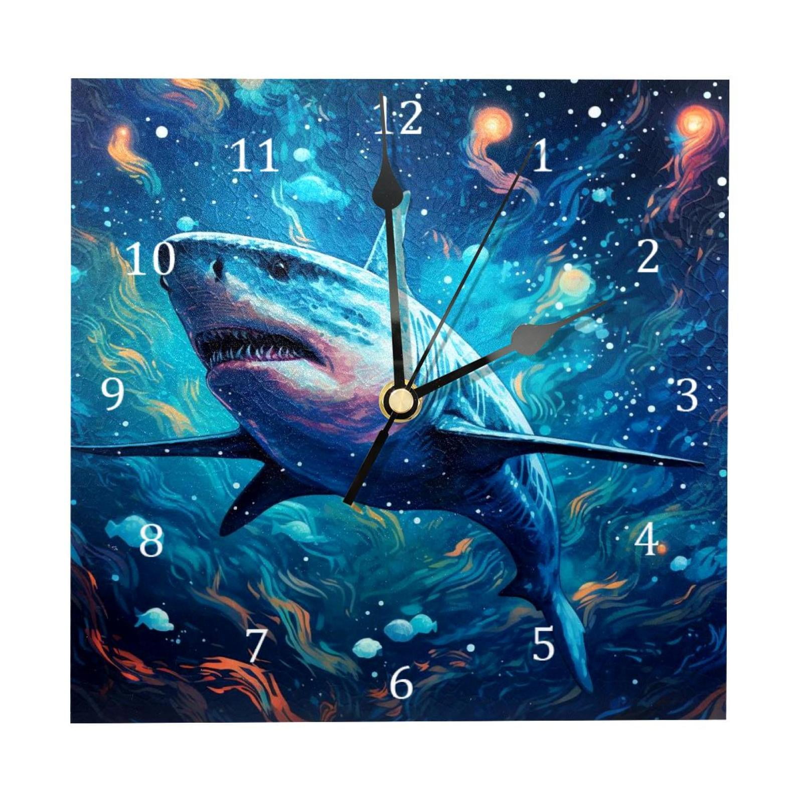 Wall Clocks, Starry Shark Battery Operated Number Clock for Bedroom ...