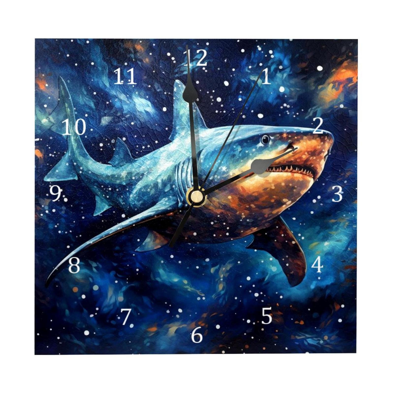 Wall Clocks, Starry Shark Battery Operated Number Clock for Bedroom ...