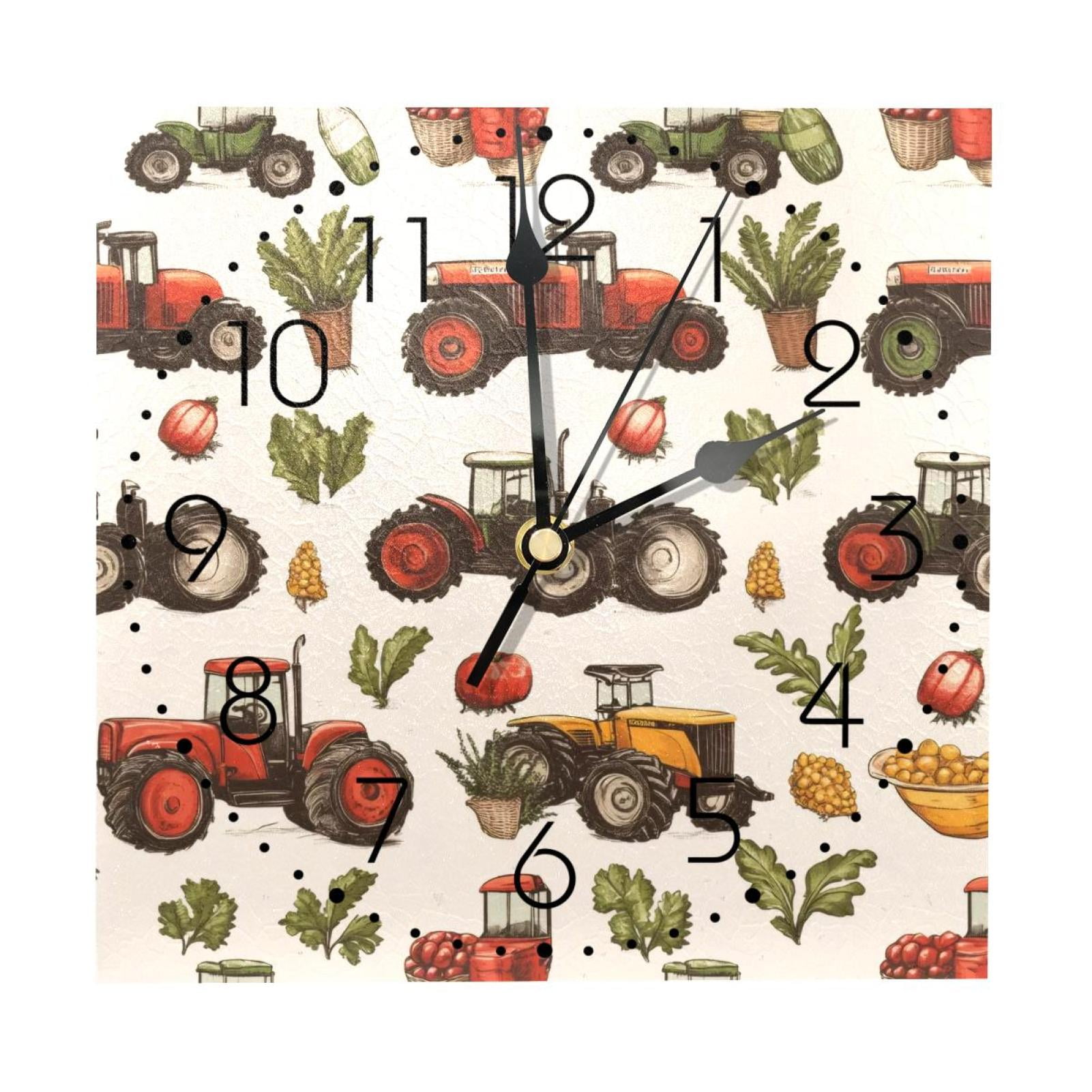 Wall Clocks, Tractors and Farm Crops Battery Operated Number Clock for ...