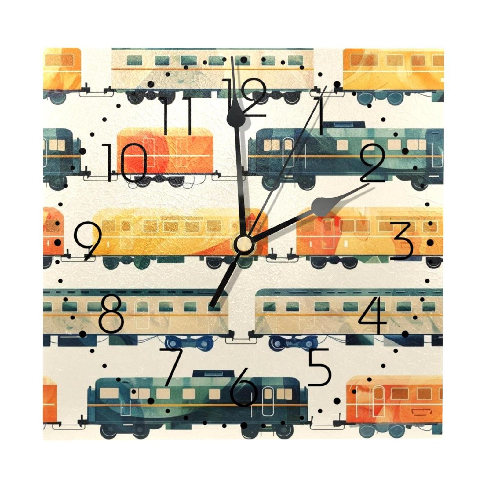 Wall Clocks, Train Carriage Battery Operated Number Clock for Bedroom ...