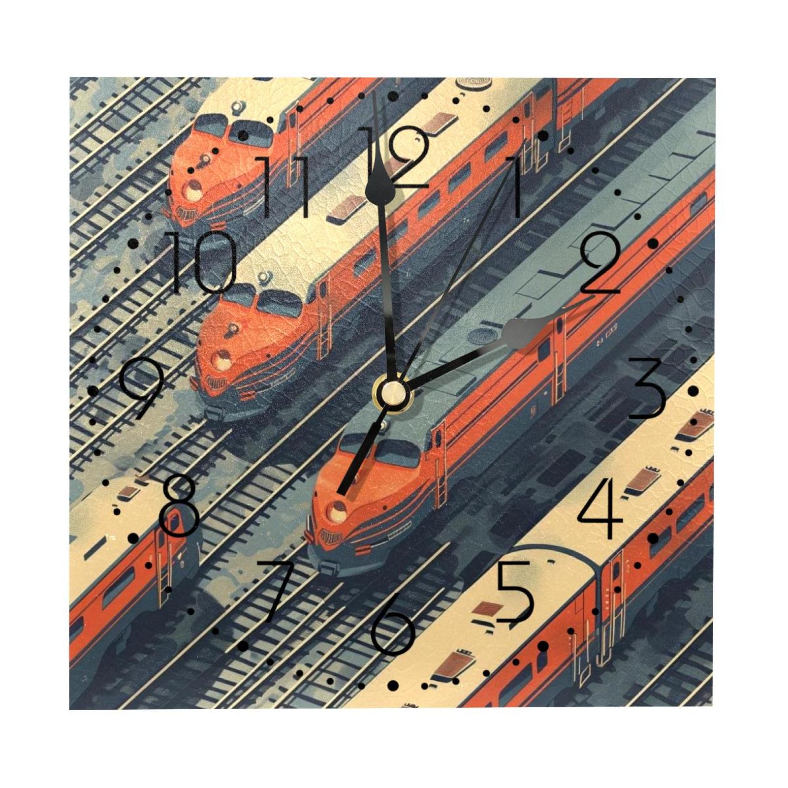 Wall Clocks, Vintage Train on Railway Battery Operated Number Clock for ...