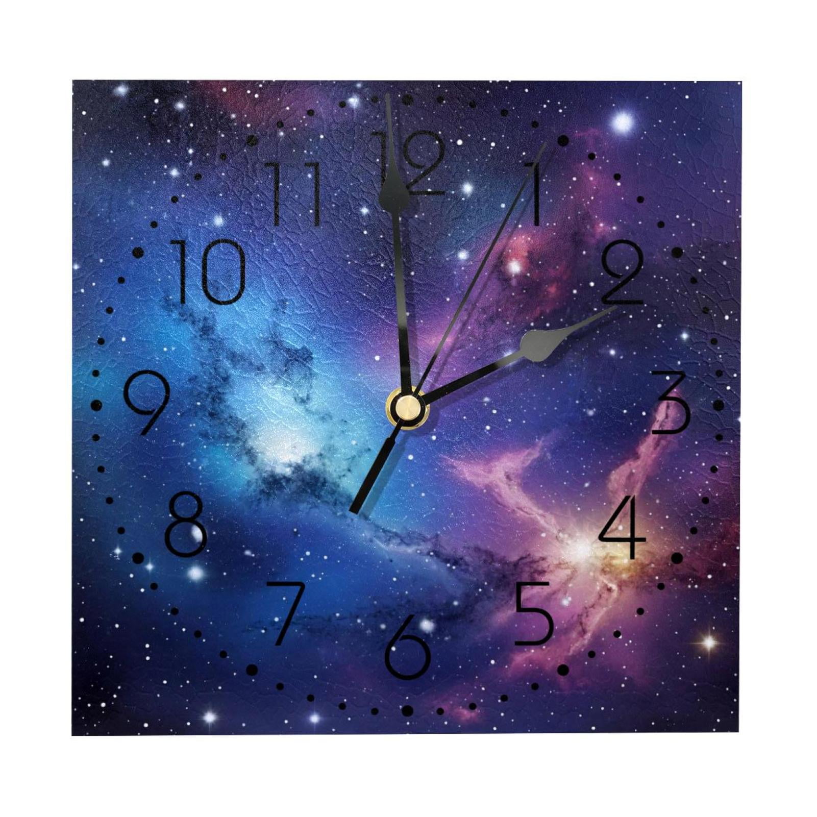 Wall Clocks, Watercolor Universe Galaxy Nebula Starry Battery Operated ...