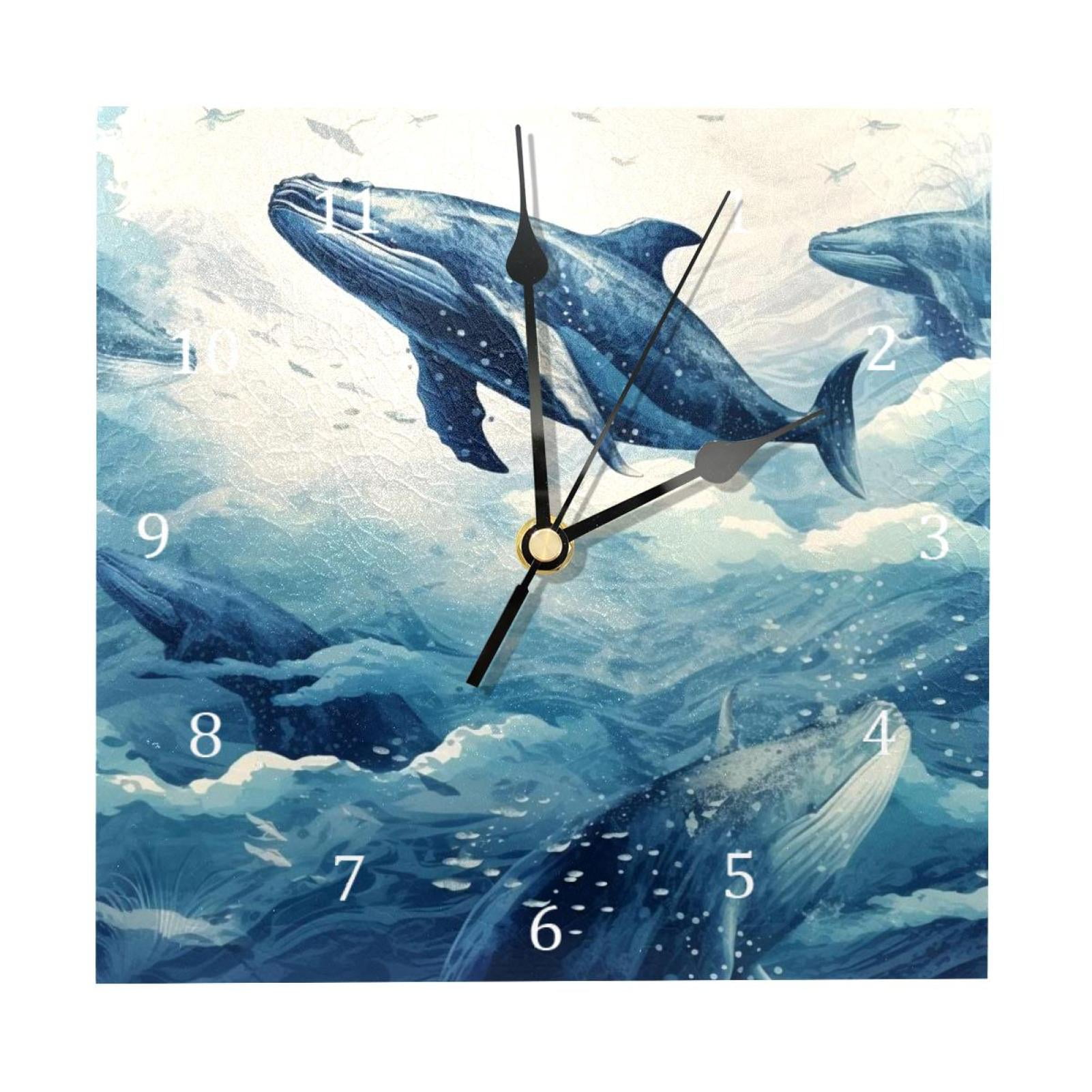 Wall Clocks, Whale Battery Operated Number Clock for Bedroom Living ...