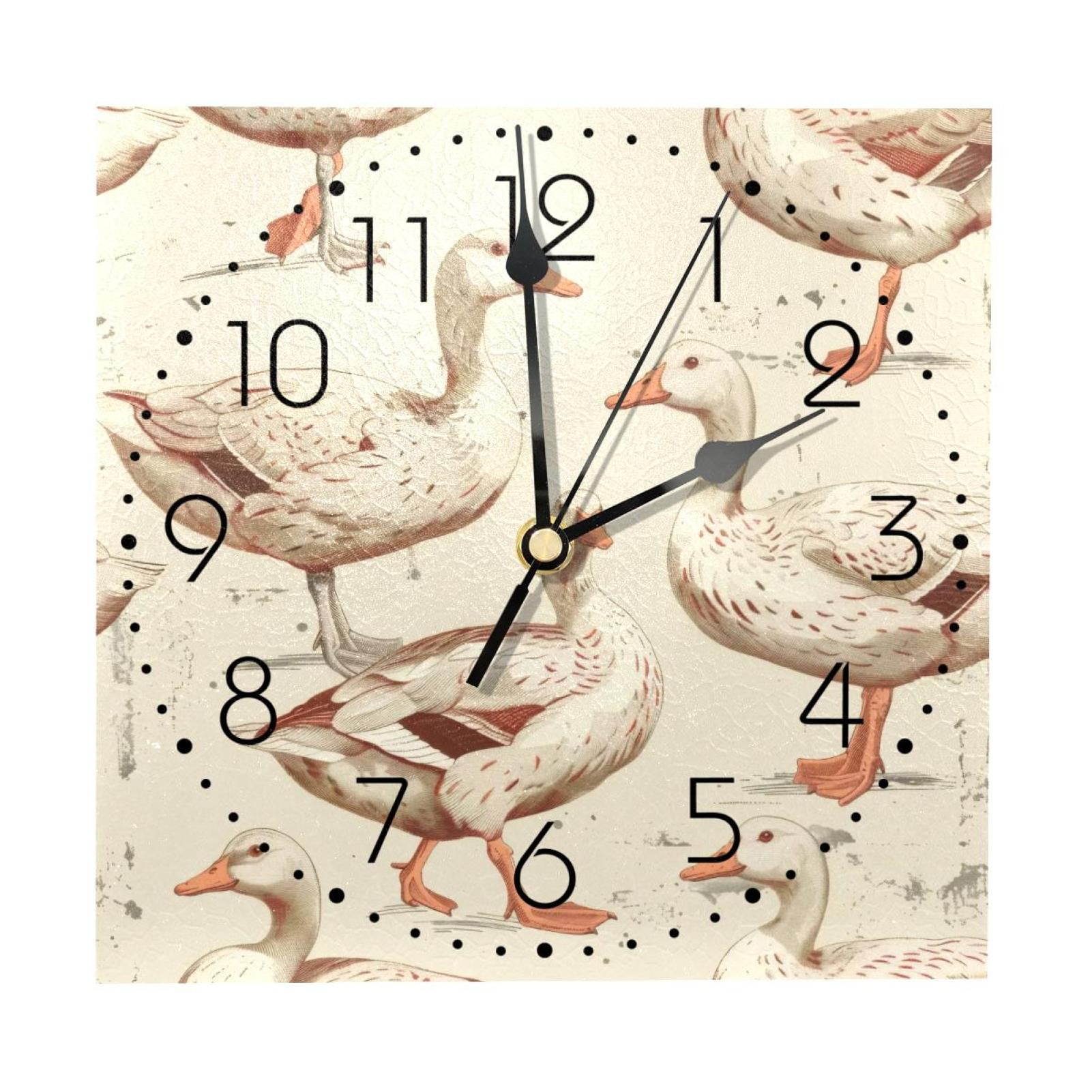 Wall Clocks, White Indian Runner Ducks Battery Operated Number Clock ...