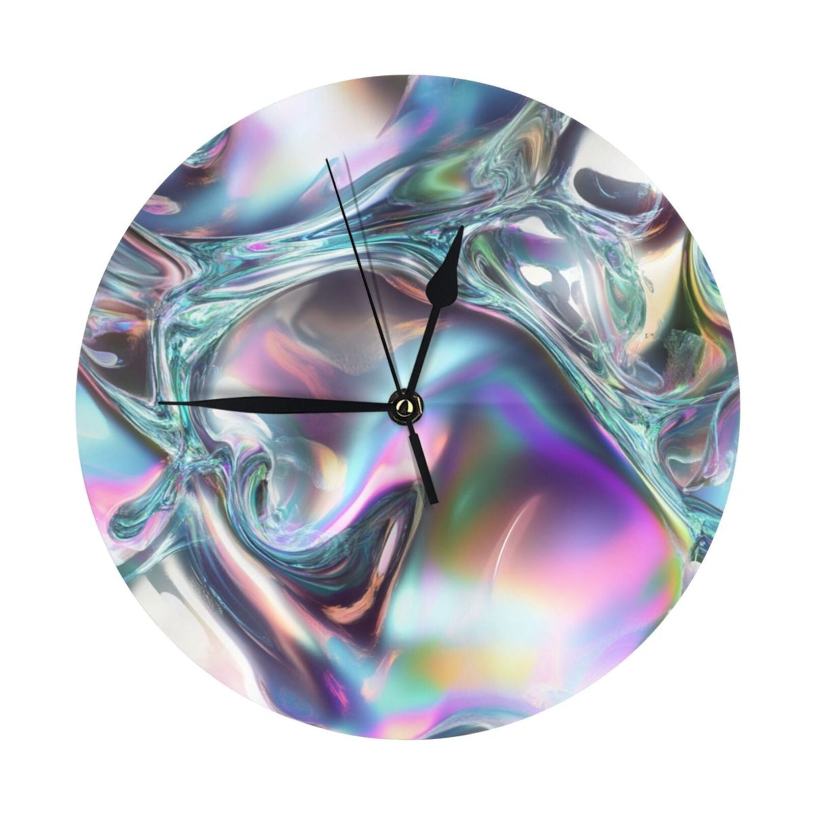 Wall Clocks iridescent chrome fluid shapes (2) Decorative for Living ...